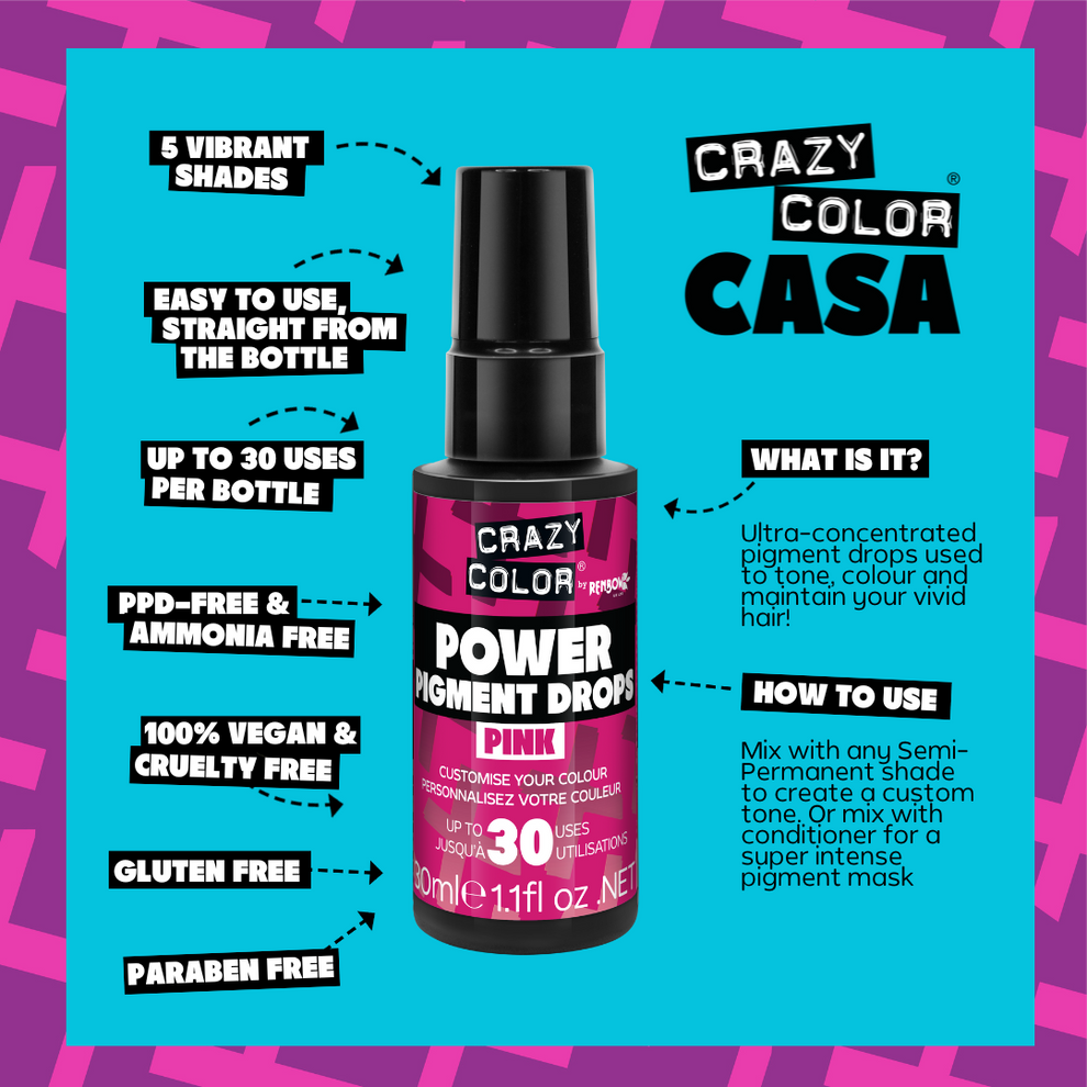 POWER Pigment Drops Pink | Tone, colour and maintain your hair! | Crazy ...
