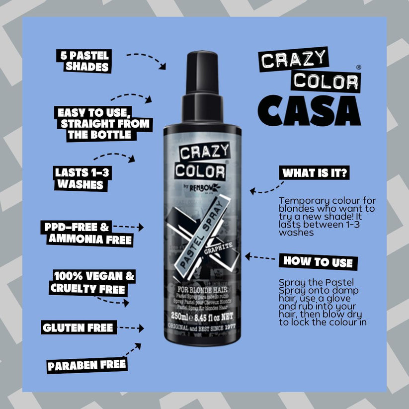 Pastel Spray Graphite | Temporary Graphite Grey Hair Dye | Crazy Color